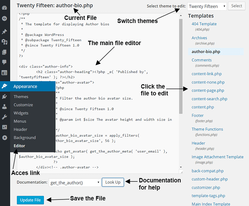 Wordpress Theme File Editor Wpcraze Wordpress Resources